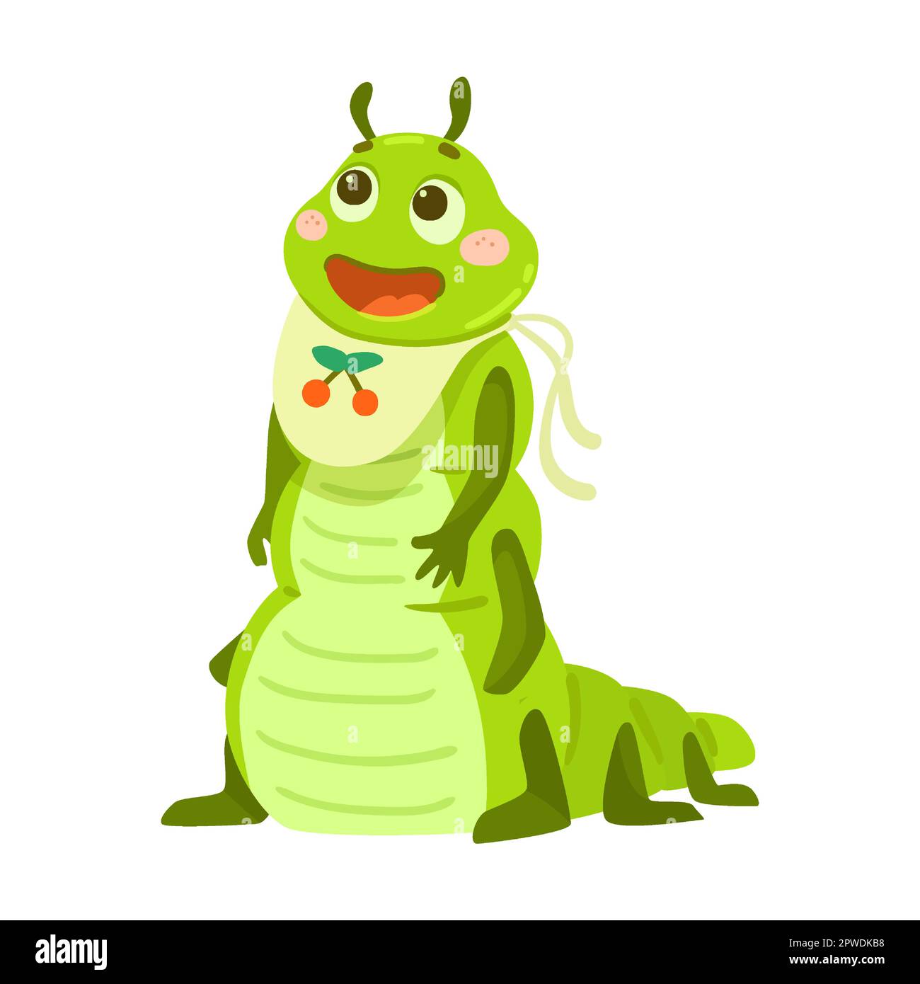 Cute caterpillar ready for dinner, cartoon illustration. Funny little ...