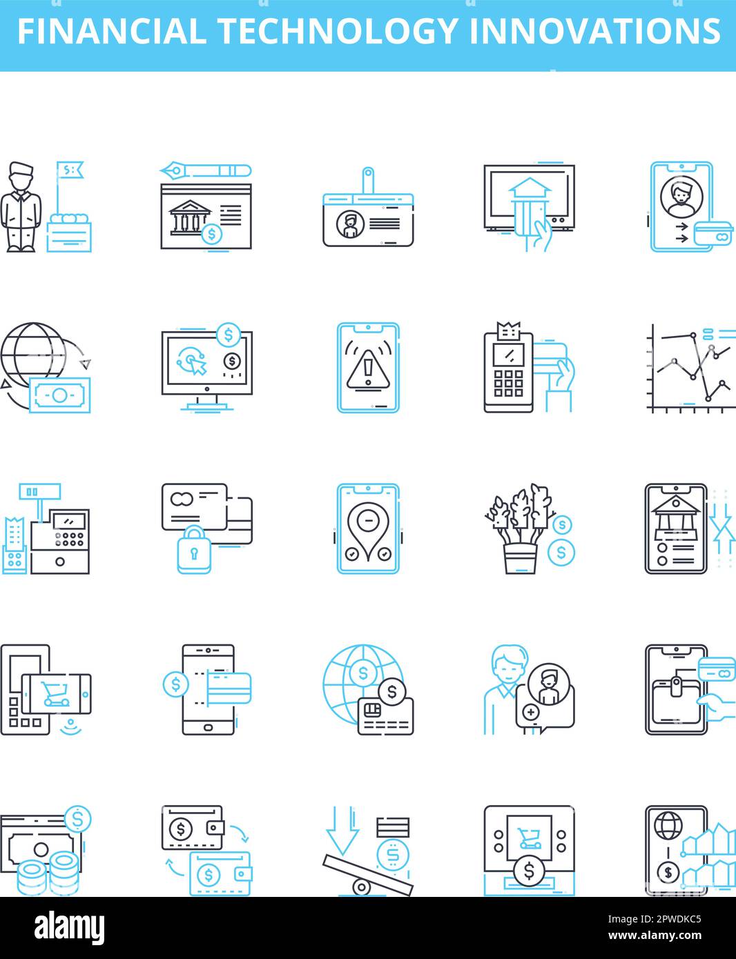 Financial technology innovations vector line icons set. Fintech ... Financial technology innovations vector line icons set. Fintech ...