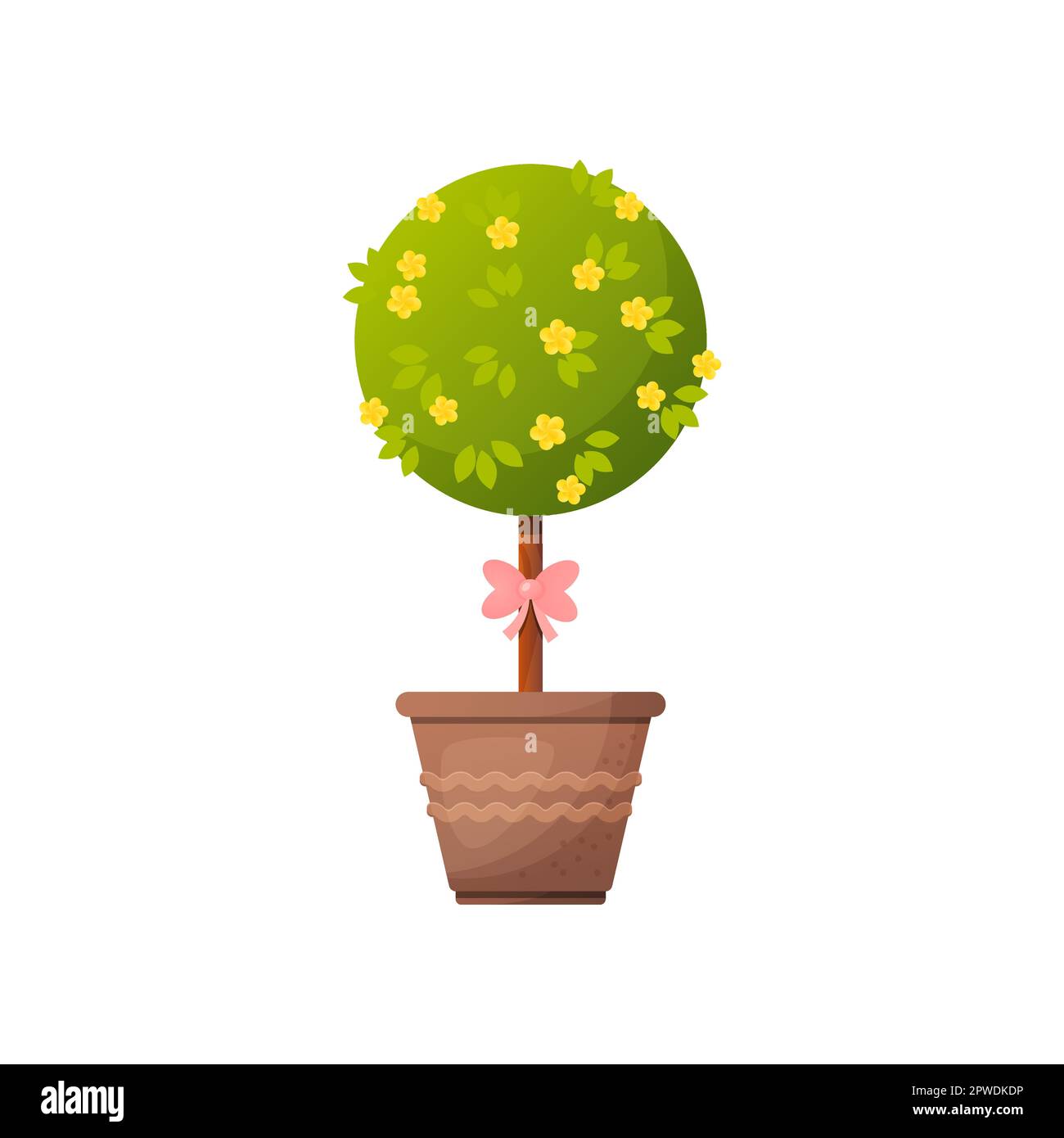 Tall Tree With Yellow Flowers In Pot Vector Illustration Stock Vector Image And Art Alamy