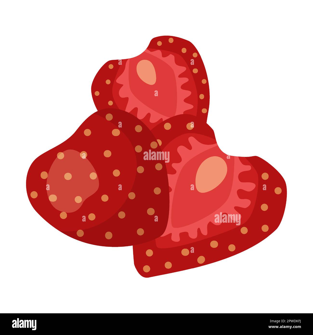 dried red strawberry fruit cartoon illustration. Dried Tropical fruit ...