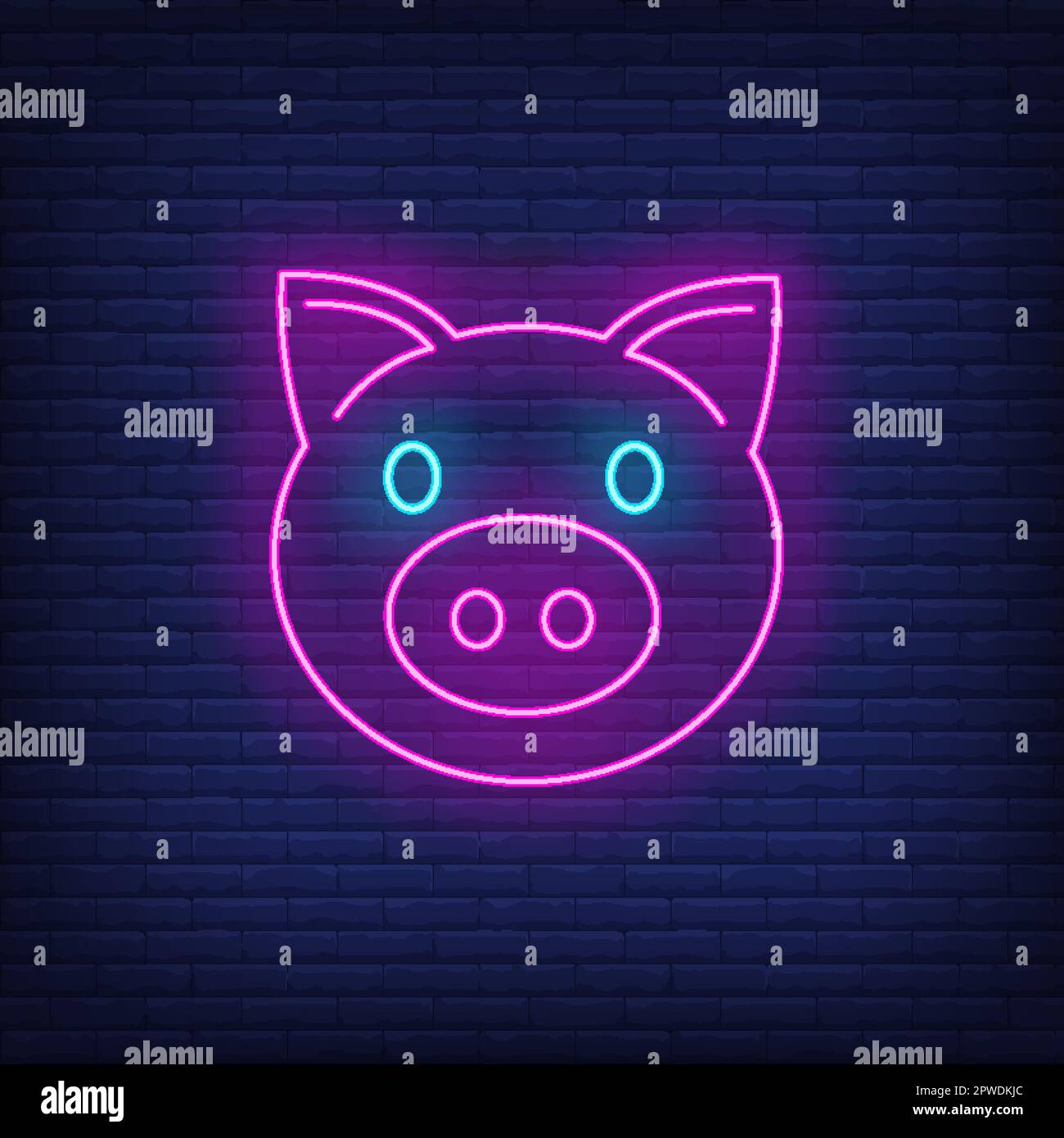 Pig face neon sign Stock Vector Image & Art - Alamy