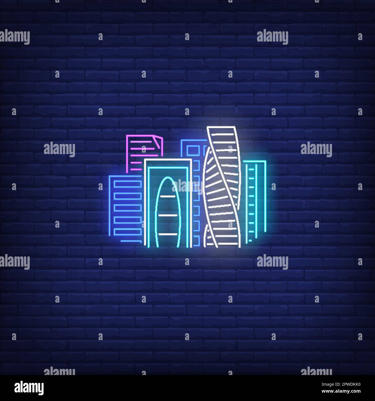Bright city skyscrapers neon sign Stock Vector Image & Art - Alamy