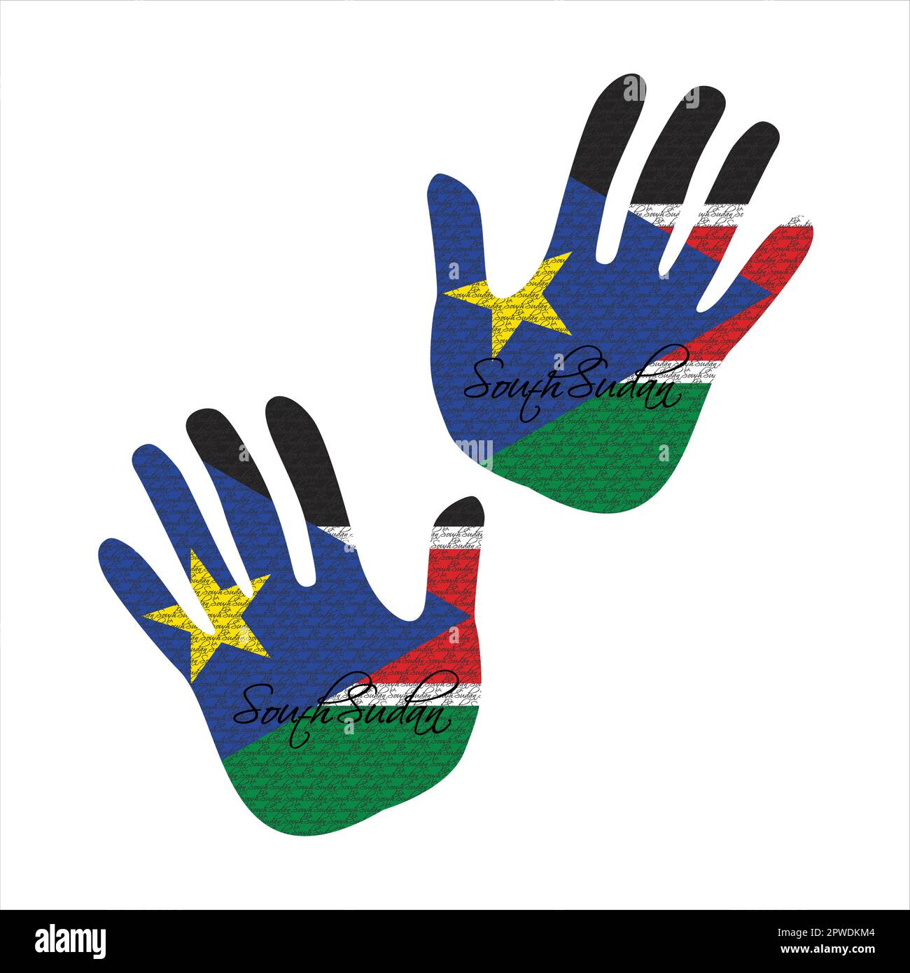 Hand Drawn Vector Illustration With South Sudan Flag Pattern Great For