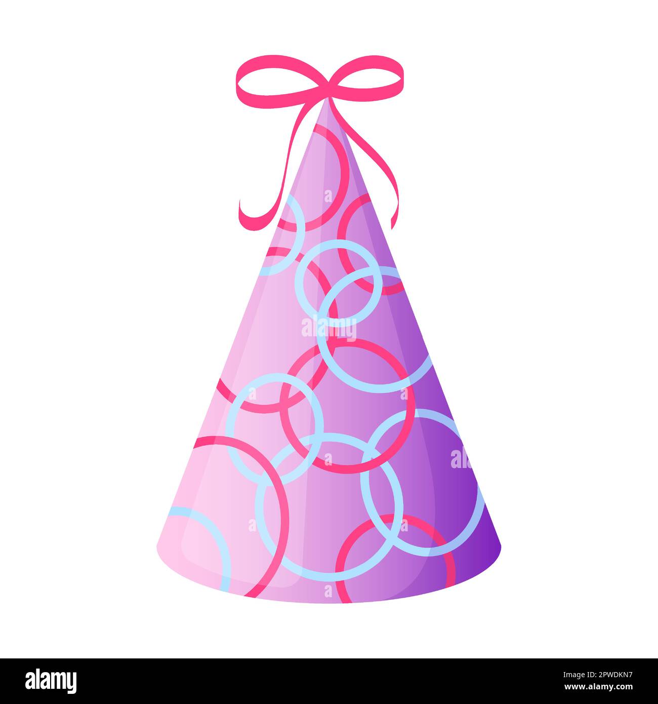 Cone colorful cap with decorative rings and bow at top for happy ...