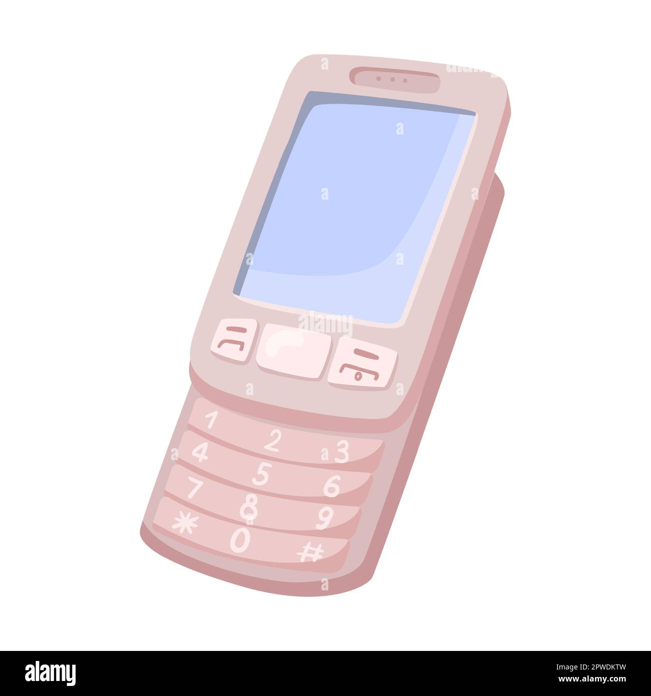 folding push button Cellphone, cartoon illustration. Mobile phone model ...