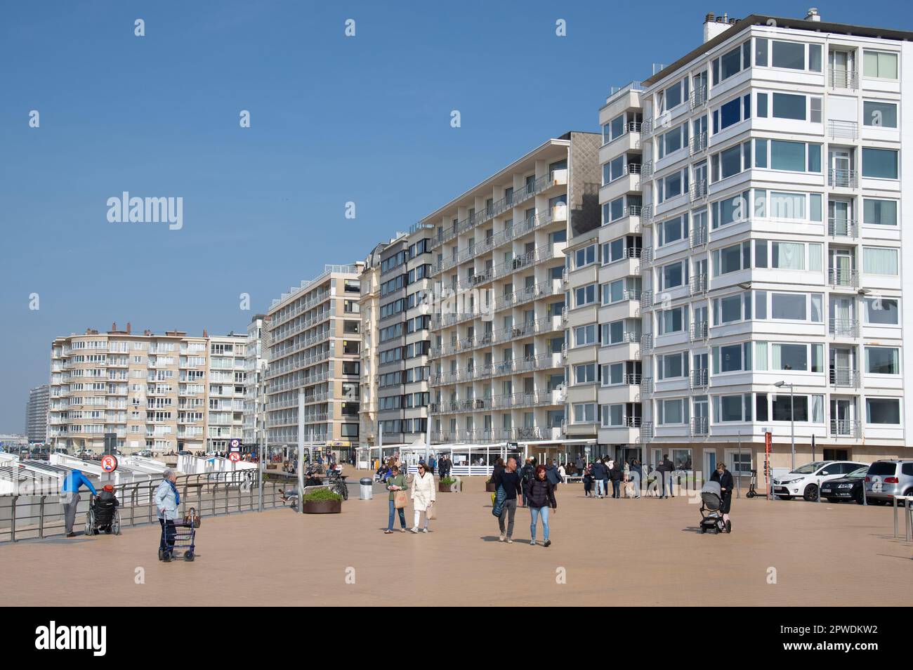 Vacation high rise condominiums on the beach in Ostend, Belgium Stock ...
