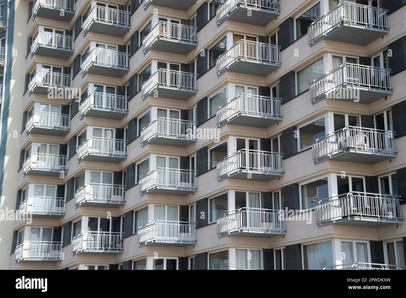 Vacation high rise condominiums on the beach in Ostend, Belgium Stock ...