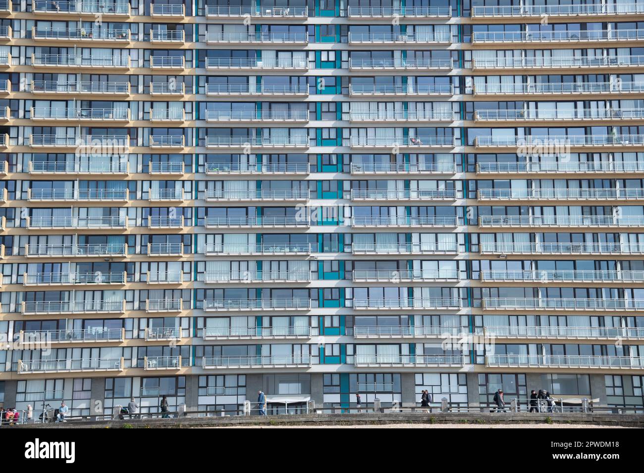 Vacation high rise condominiums on the beach in Ostend, Belgium Stock ...