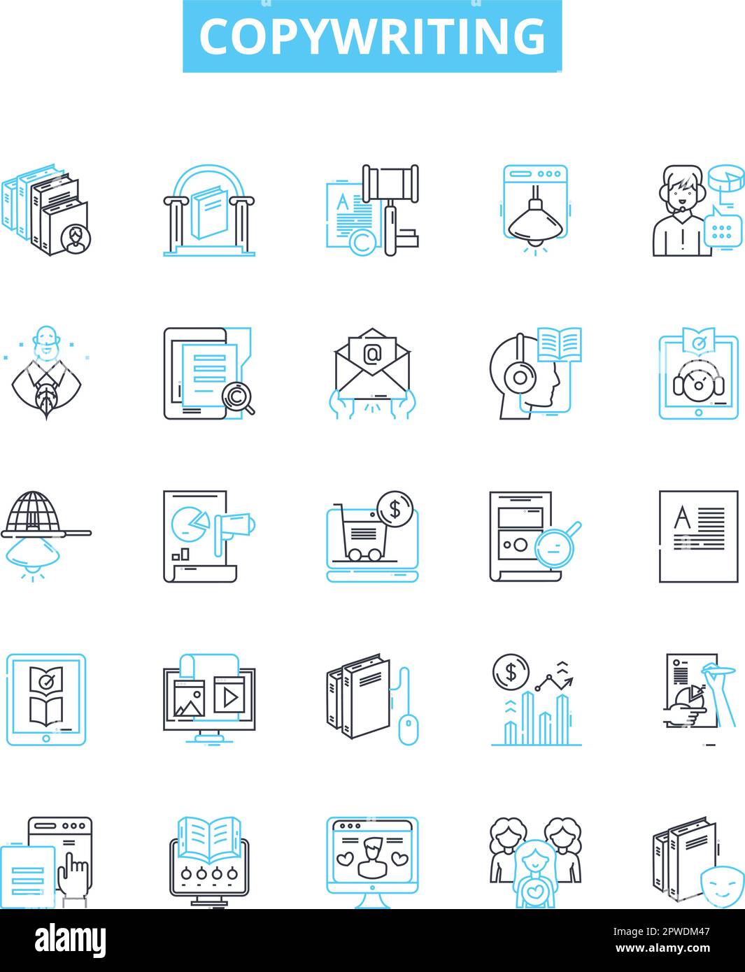 Copywriting vector line icons set. Copy, Writing, Copywriter, Freelance ...