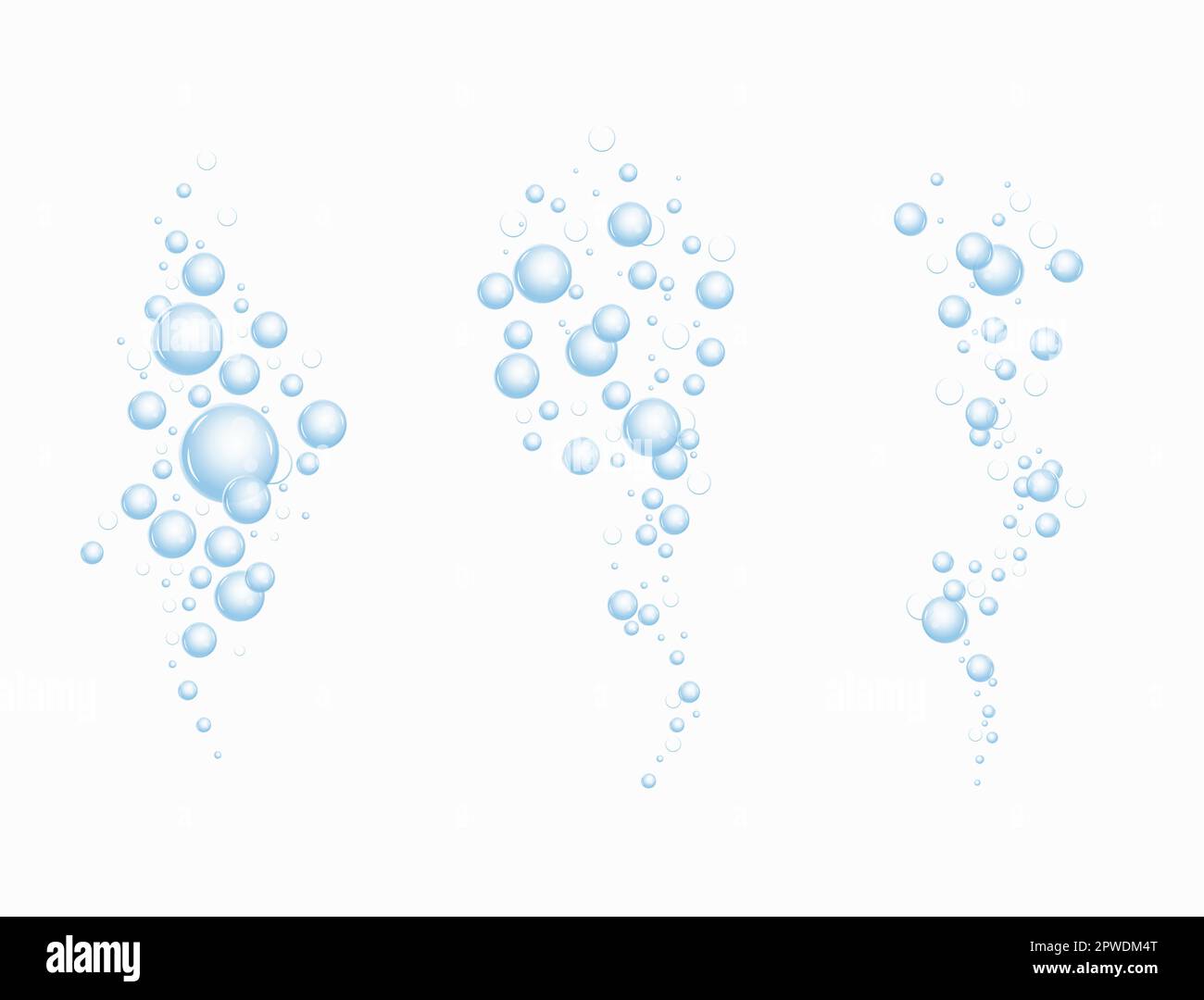 Realistic fizzing flow of air underwater bubbles in water, soda, sea. Foam bubbles. Vector ...