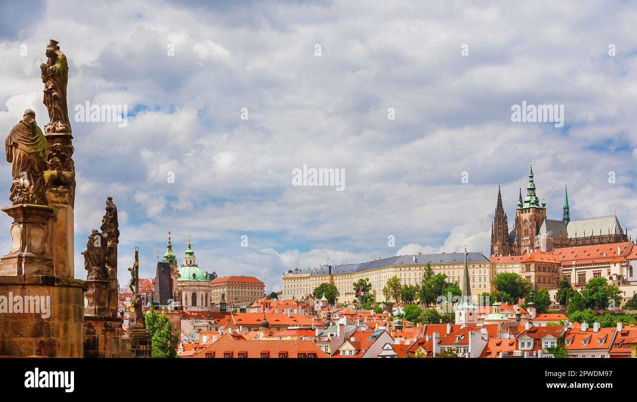 View of Prague historical center Mala Strana old district with gothic ...