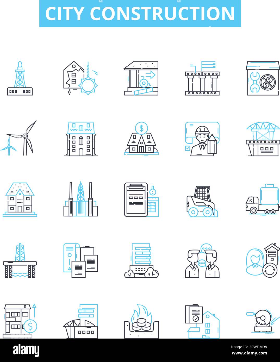 City construction vector line icons set. Urbanization, architecture ... City construction vector line icons set. Urbanization, architecture ...