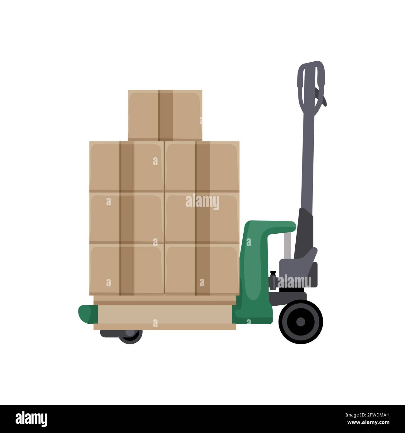 Warehouse logistics with forklift carrying boxes hi-res stock ...