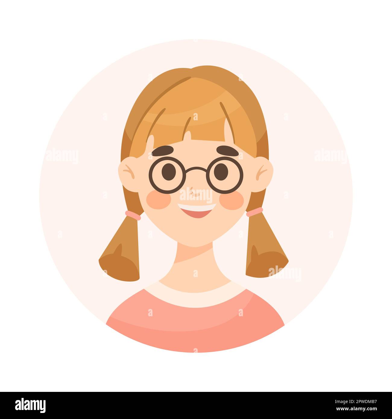 Blonde little girl wearing glasses avatar cartoon illustration Stock ...