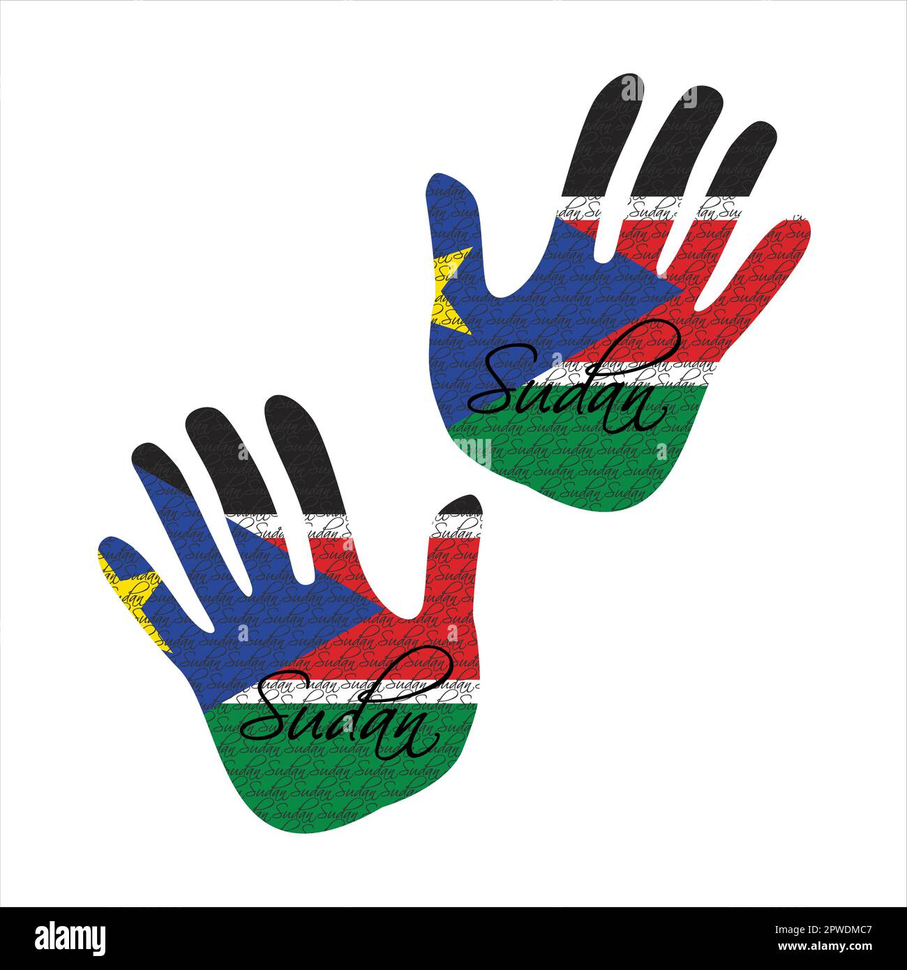 Hand drawn vector illustration with sudan flag pattern great for poster ...