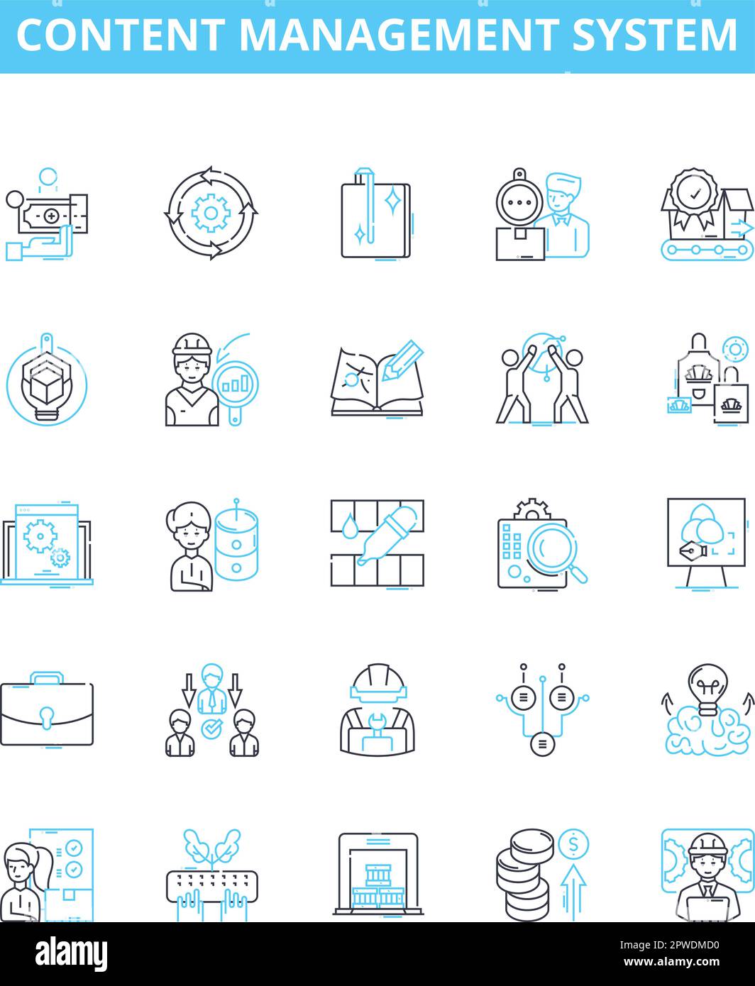 Content management system vector line icons set. CMS, Content ... Content management system vector line icons set. CMS, Content ...