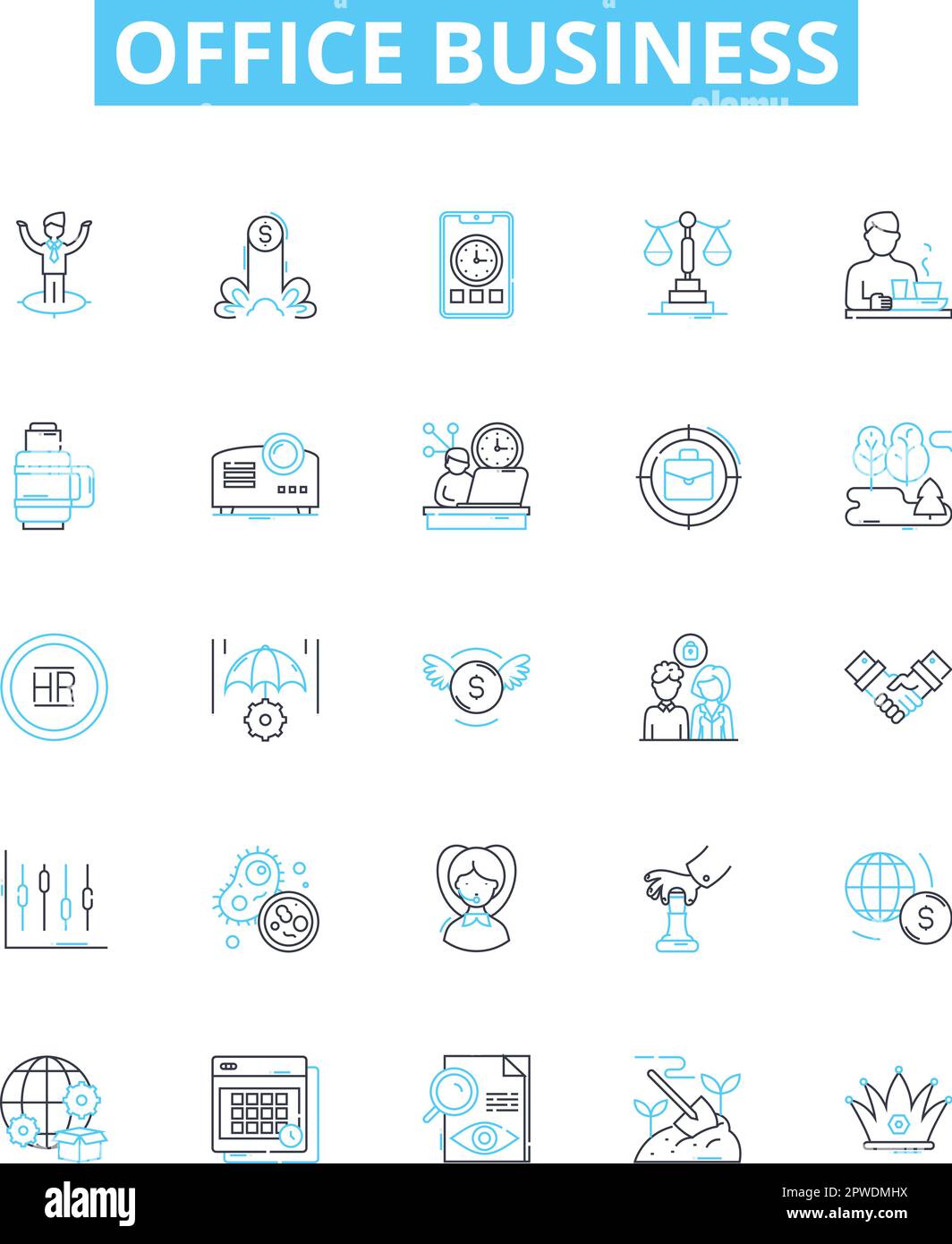 Office business vector line icons set. Office, Business, Workplace ...