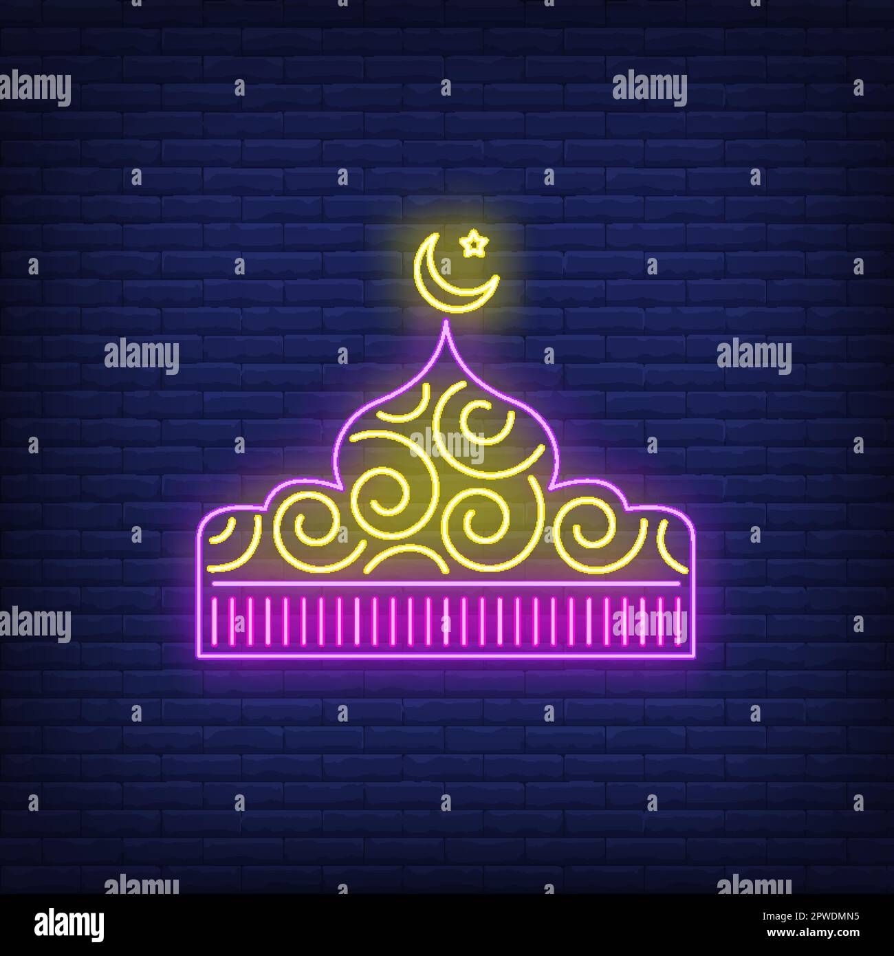 Mosque dome with decor neon sign Stock Vector Image & Art - Alamy