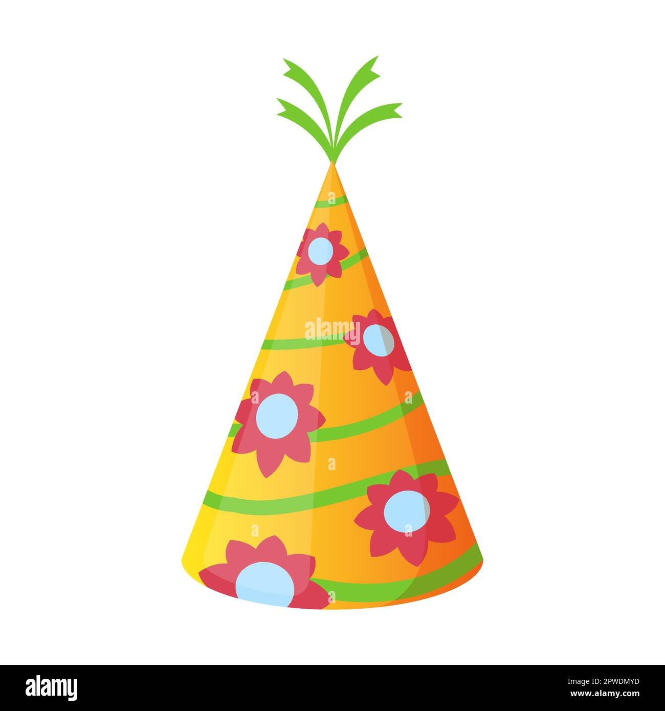 Cone colorful cap with floral pattern for happy birthday party. Vector ...