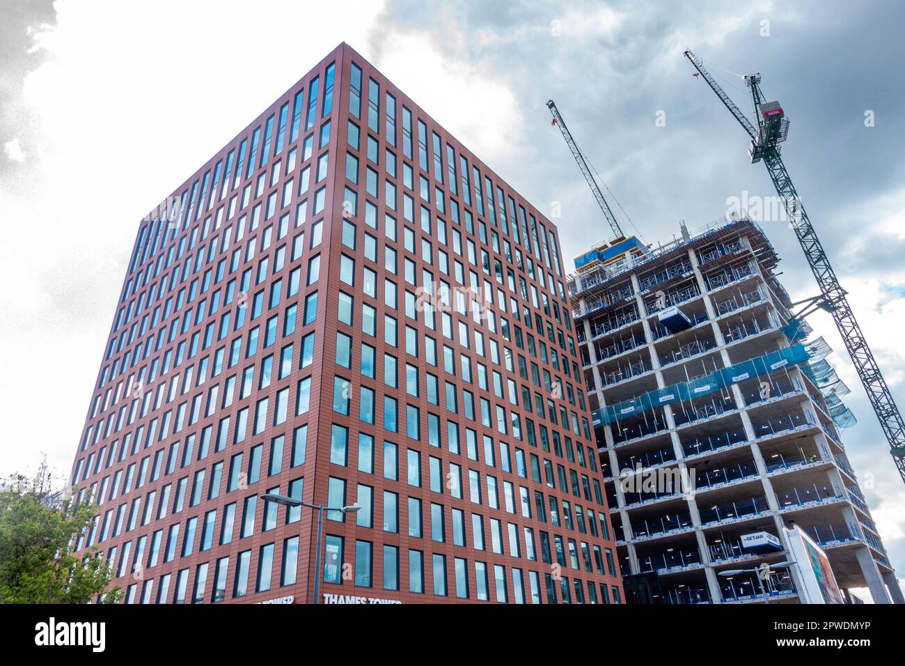 A new tower block under construction next to Thames Tower, an existing ...