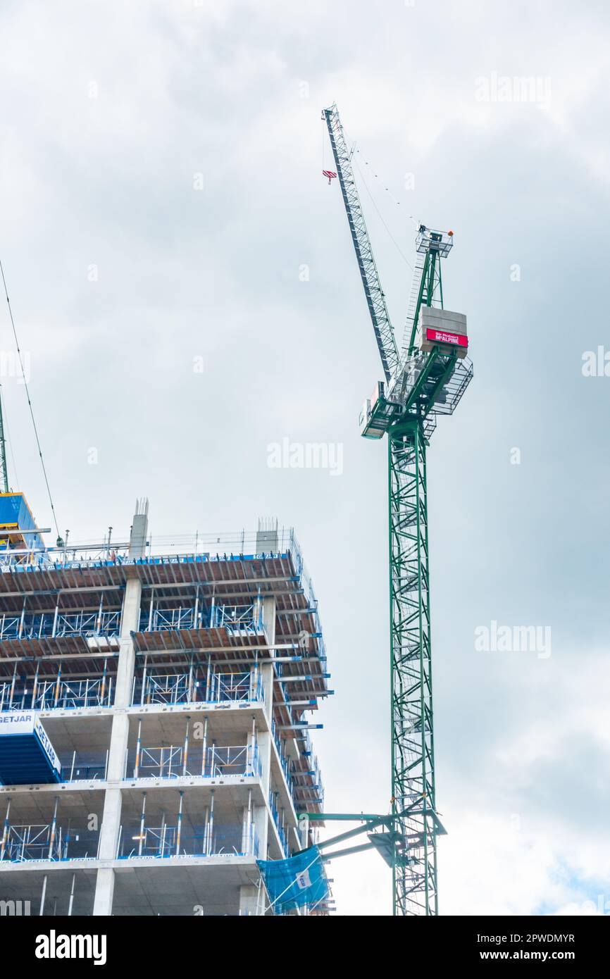 A crane owned by Sir Robert McAlpine being used in the construction of ...