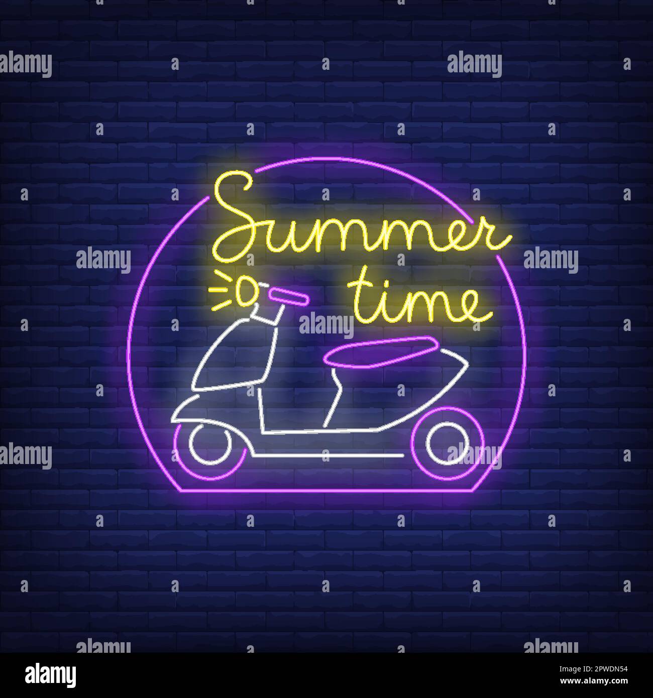 Summer Time neon lettering and scooter logo Stock Vector Image & Art ...