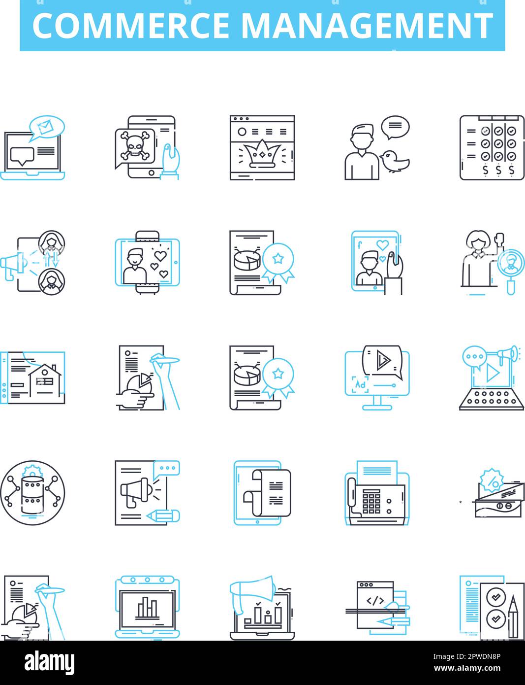 Commerce Management Vector Line Icons Set Commerce Management
