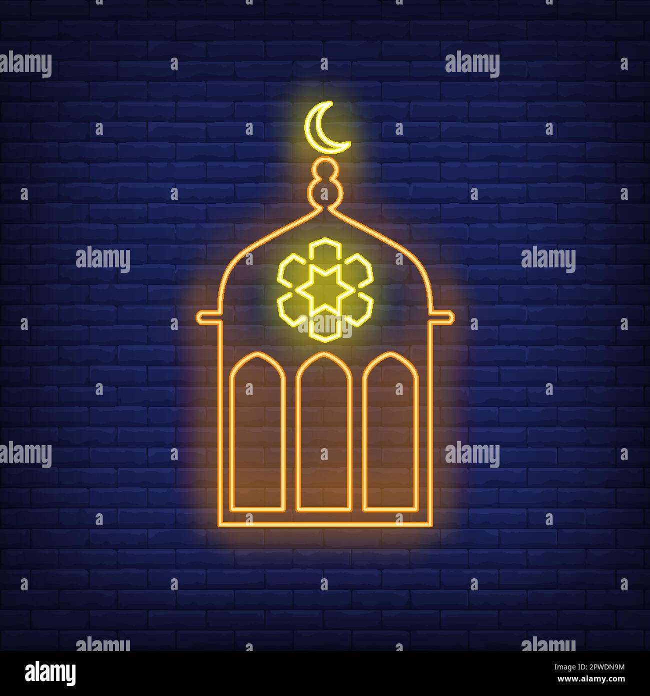 Mosque dome and crescent moon neon sign Stock Vector Image & Art - Alamy