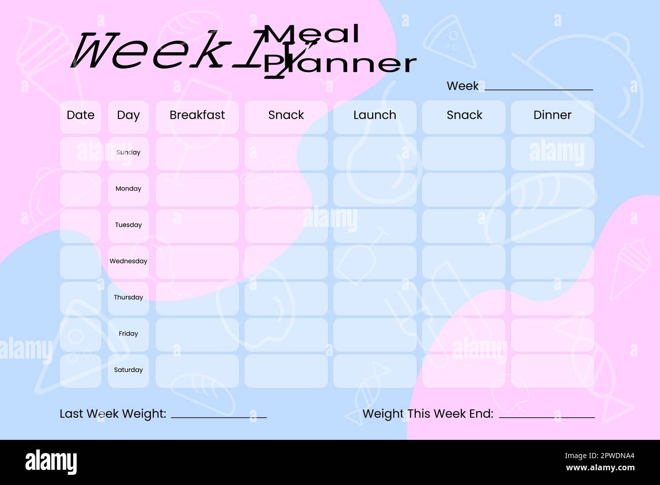 Weekly meal planner. The concept of weight loss, healthy lifestyle ...