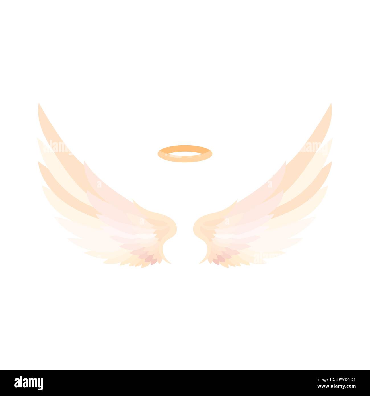 Cute white angel wings and gold nimbus flat vector illustration Stock Vector Image & Art - Alamy