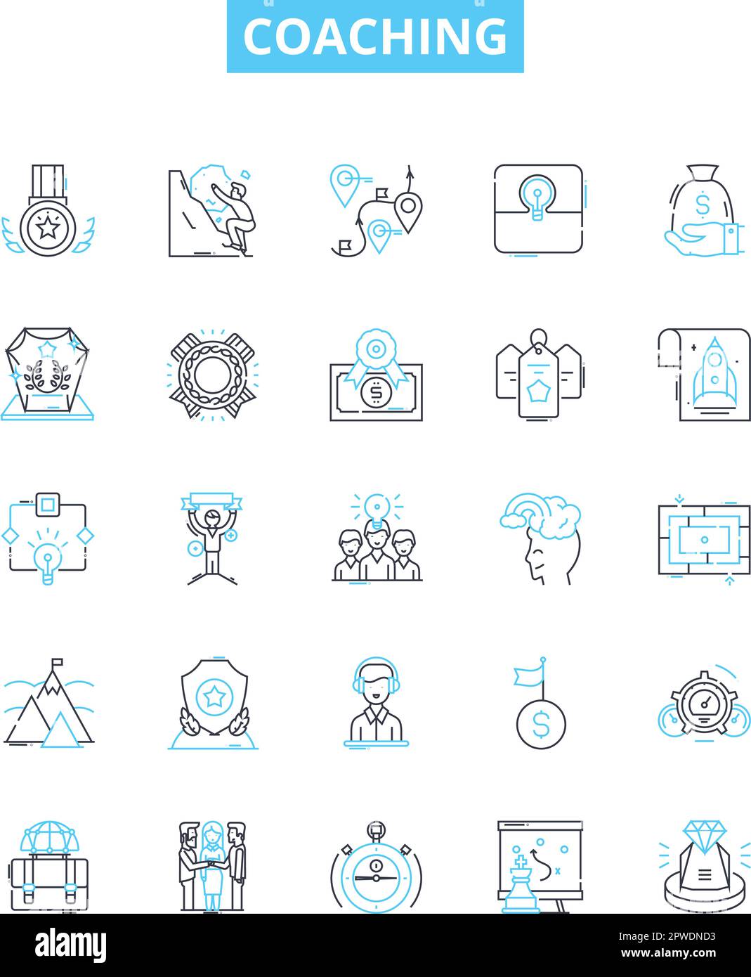 Coaching Vector Line Icons Set Coaching Tutoring Training Mentoring