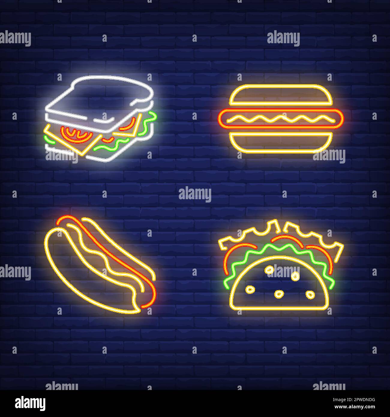 Sandwiches neon signs set Stock Vector Image & Art - Alamy