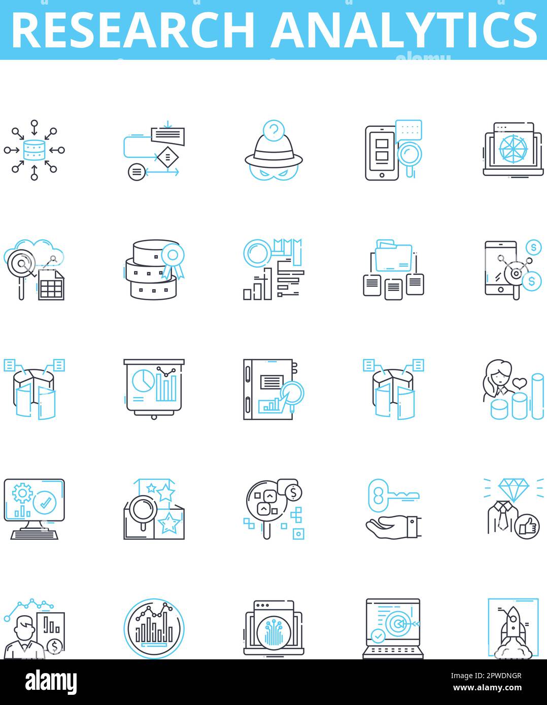 Research analytics vector line icons set. Analytics, Research, Data ...