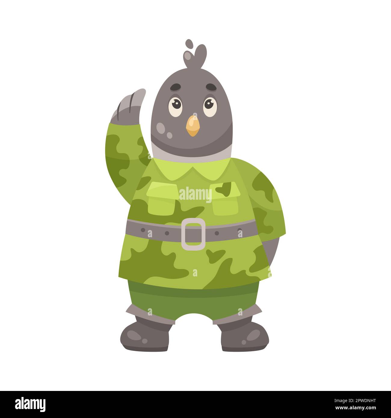 Cute pigeon character in camouflage cartoon illustration Stock Vector ...