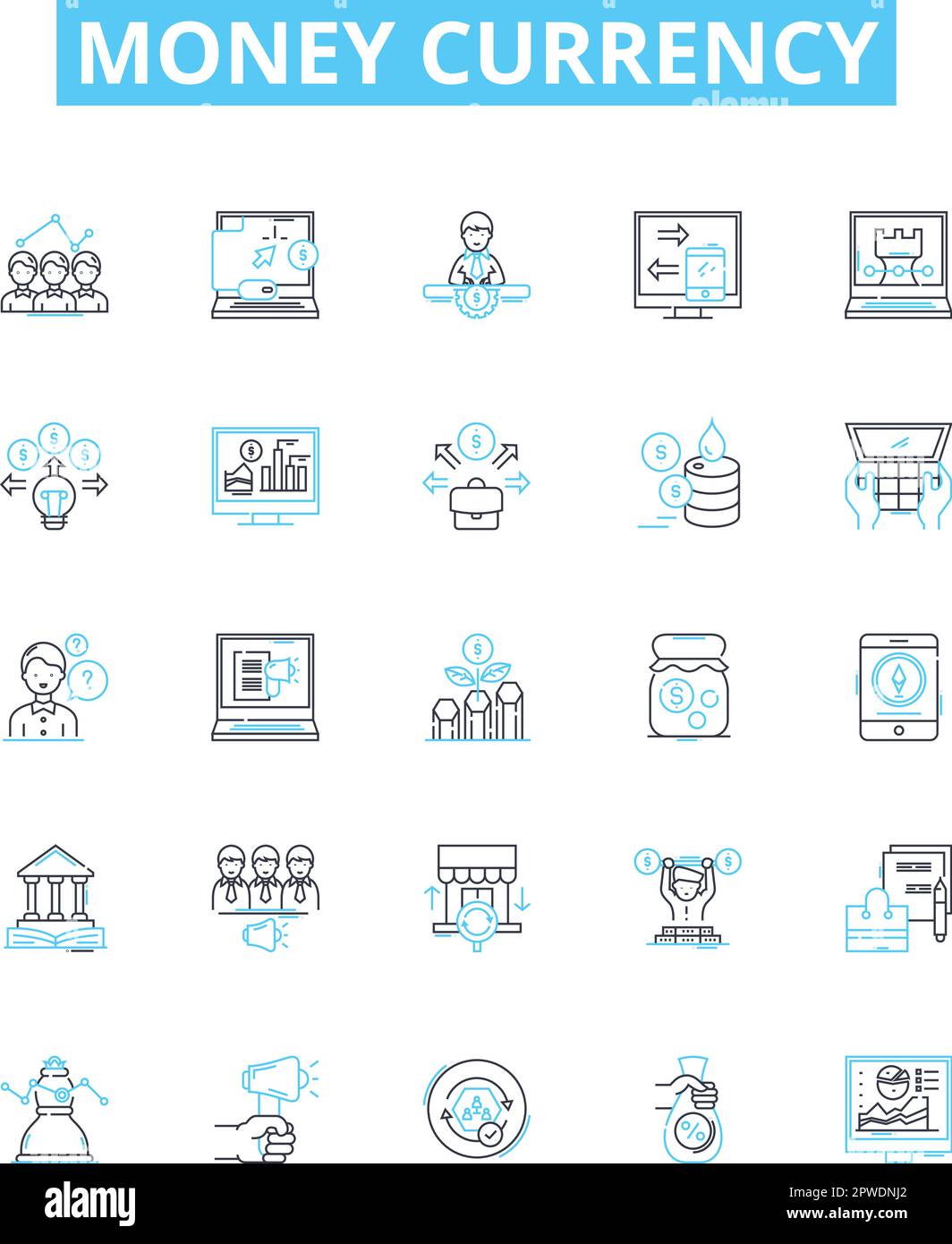 Money Currency Vector Line Icons Set Money Currency Dollars Euro Pound Yen Rupee