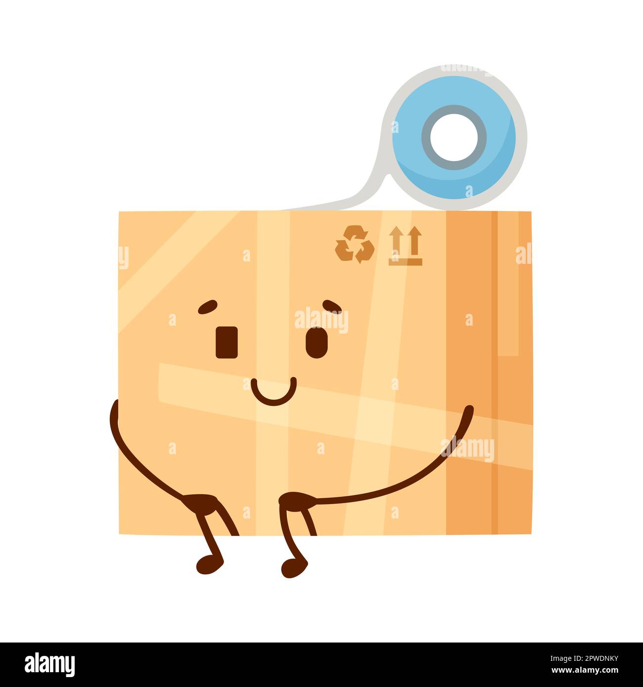 Cardboard box cartoon character sitting vector illustration Stock ...
