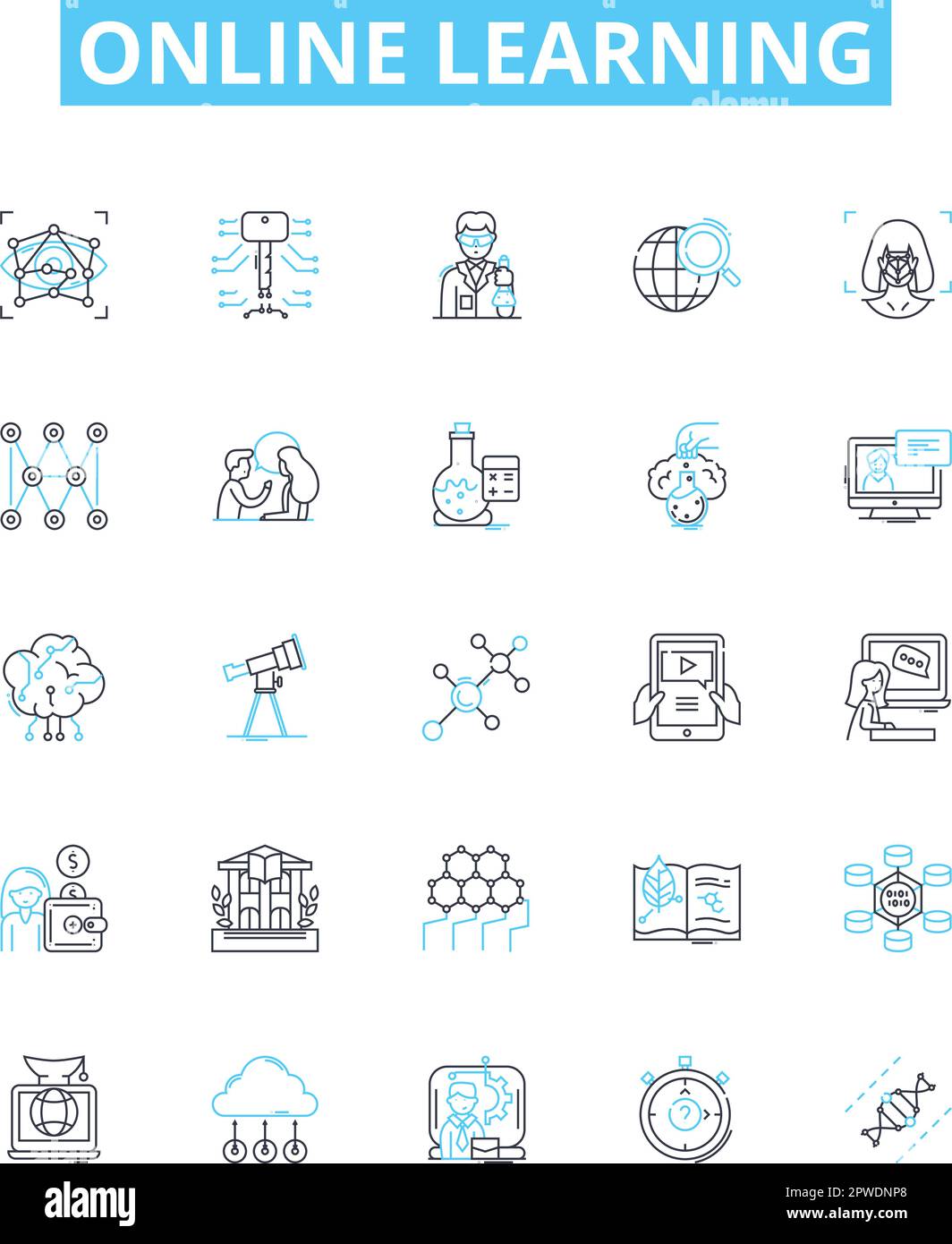 Online learning vector line icons set. eLearning, virtual, remote ... Online learning vector line icons set. eLearning, virtual, remote ...