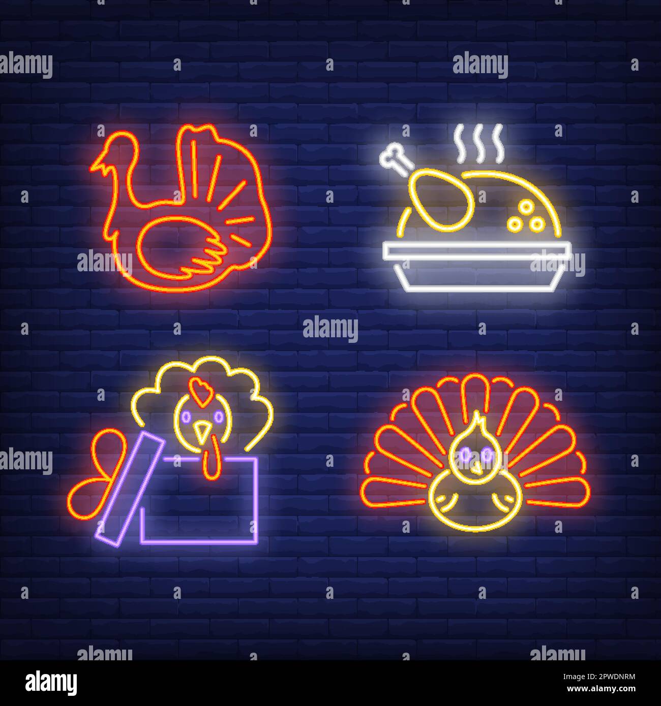 Thanksgiving turkey neon sign set. Meal, bird Stock Vector Image & Art ...