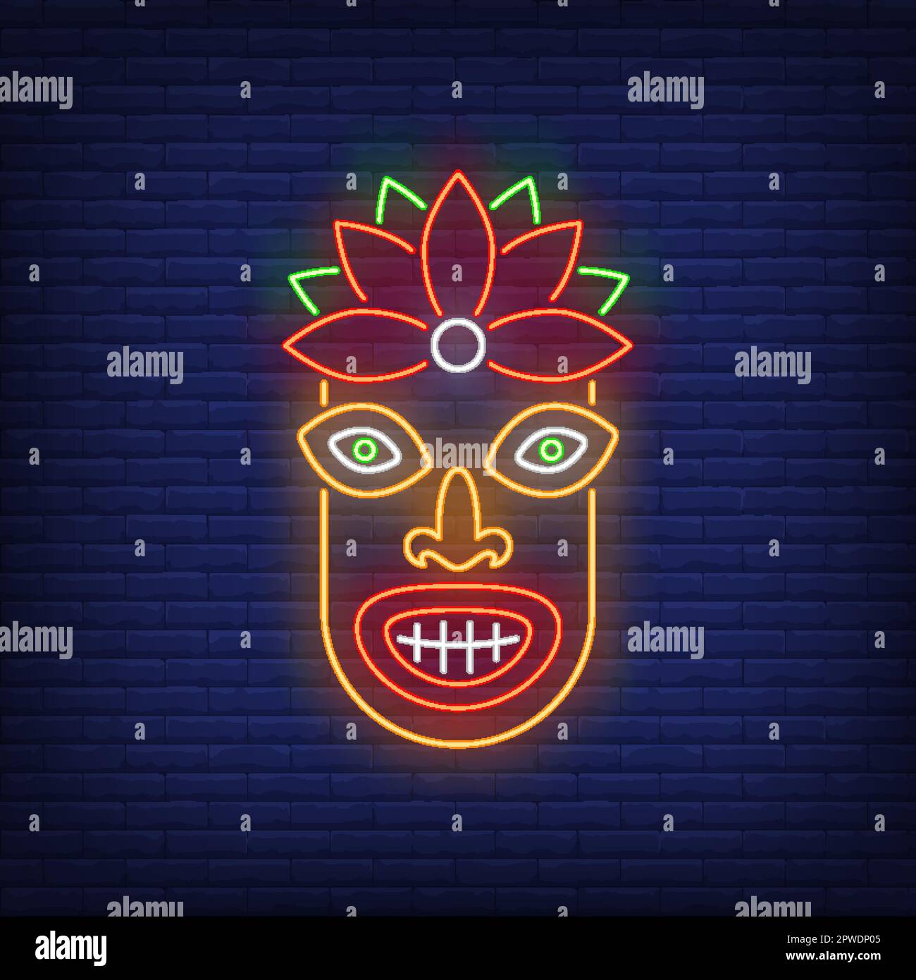Colorful tiki idol neon sign Stock Vector Image & Art - Alamy