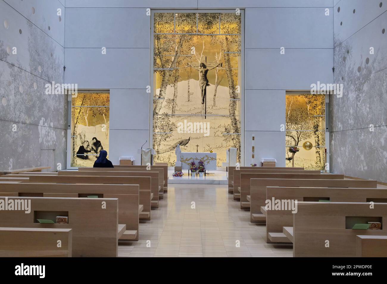 Altar in new modern church in Hospital Pope John XXIII of Bergamo in ...