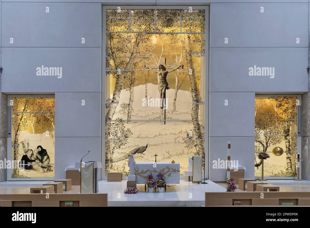 Altar in new modern church in Hospital Pope John XXIII of Bergamo in ...