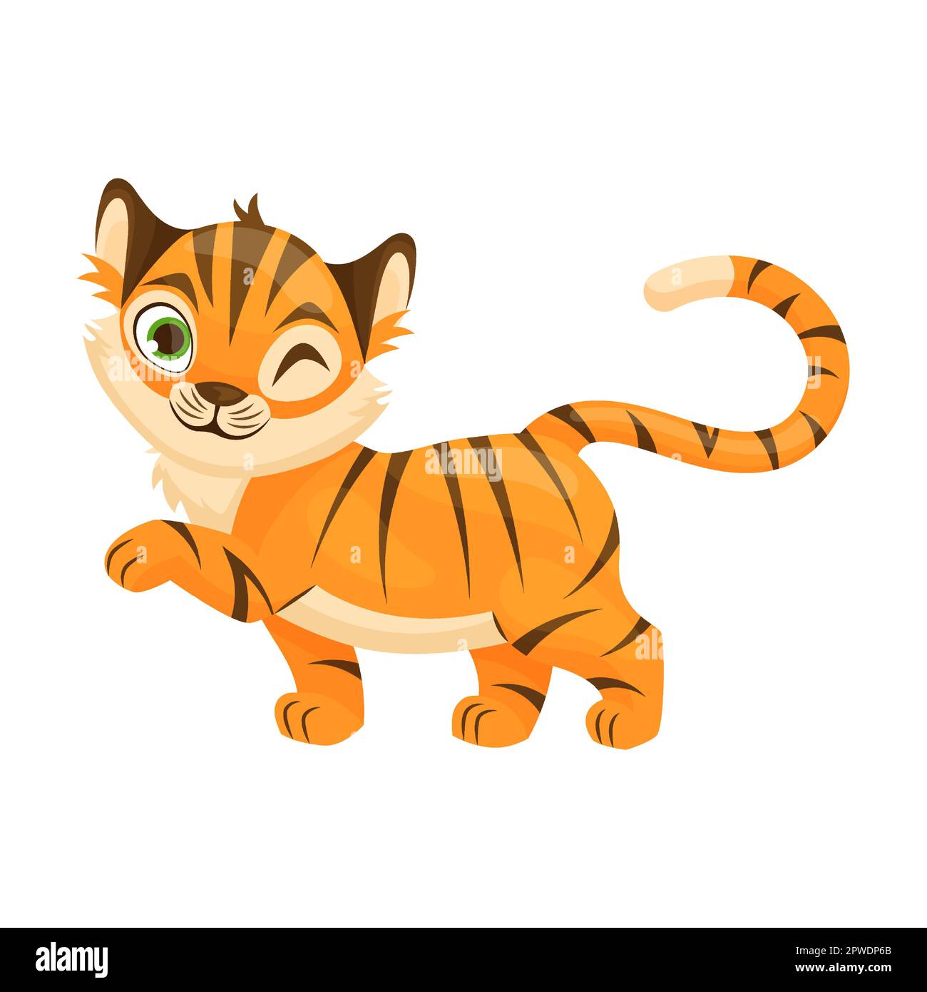 goes brave and bold Funny tiger cartoon character vector illustration ...