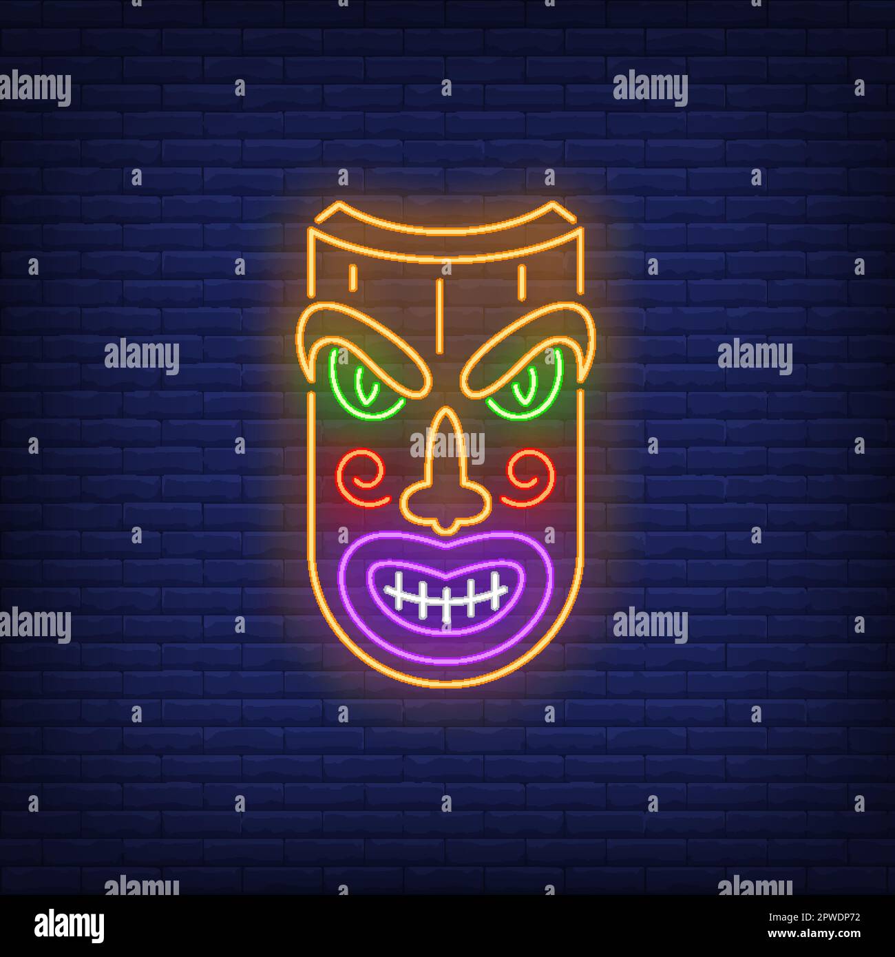 Wooden tribal mask neon sign Stock Vector Image & Art - Alamy
