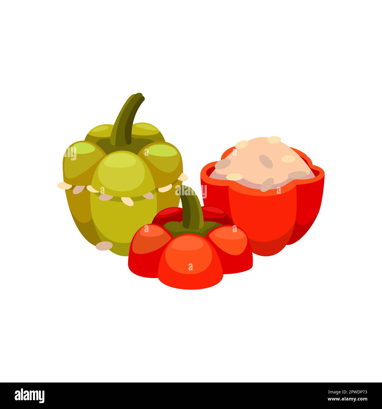 Colorful Stuffed Peppers Cartoon Illustration Stock Vector Image And Art Alamy