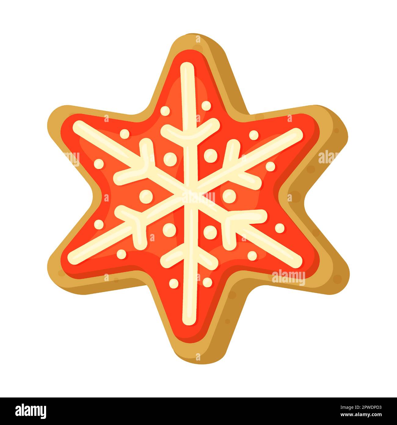 Homemade gingerbread six pointed glazed star, cookie vector ...