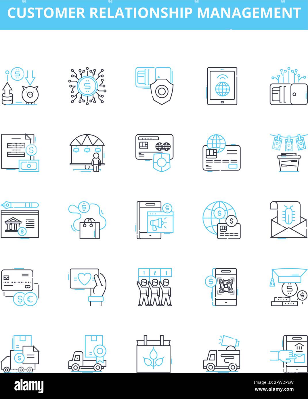 Customer relationship management vector line icons set. CRM, Customer ... Customer relationship management vector line icons set. CRM, Customer ...