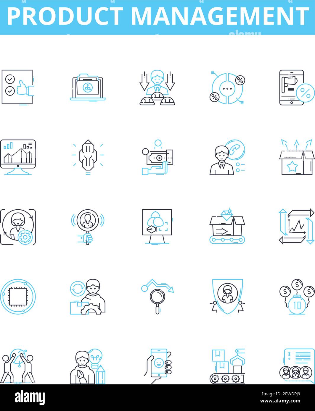 Product management vector line icons set. Product, Management, Planning ...
