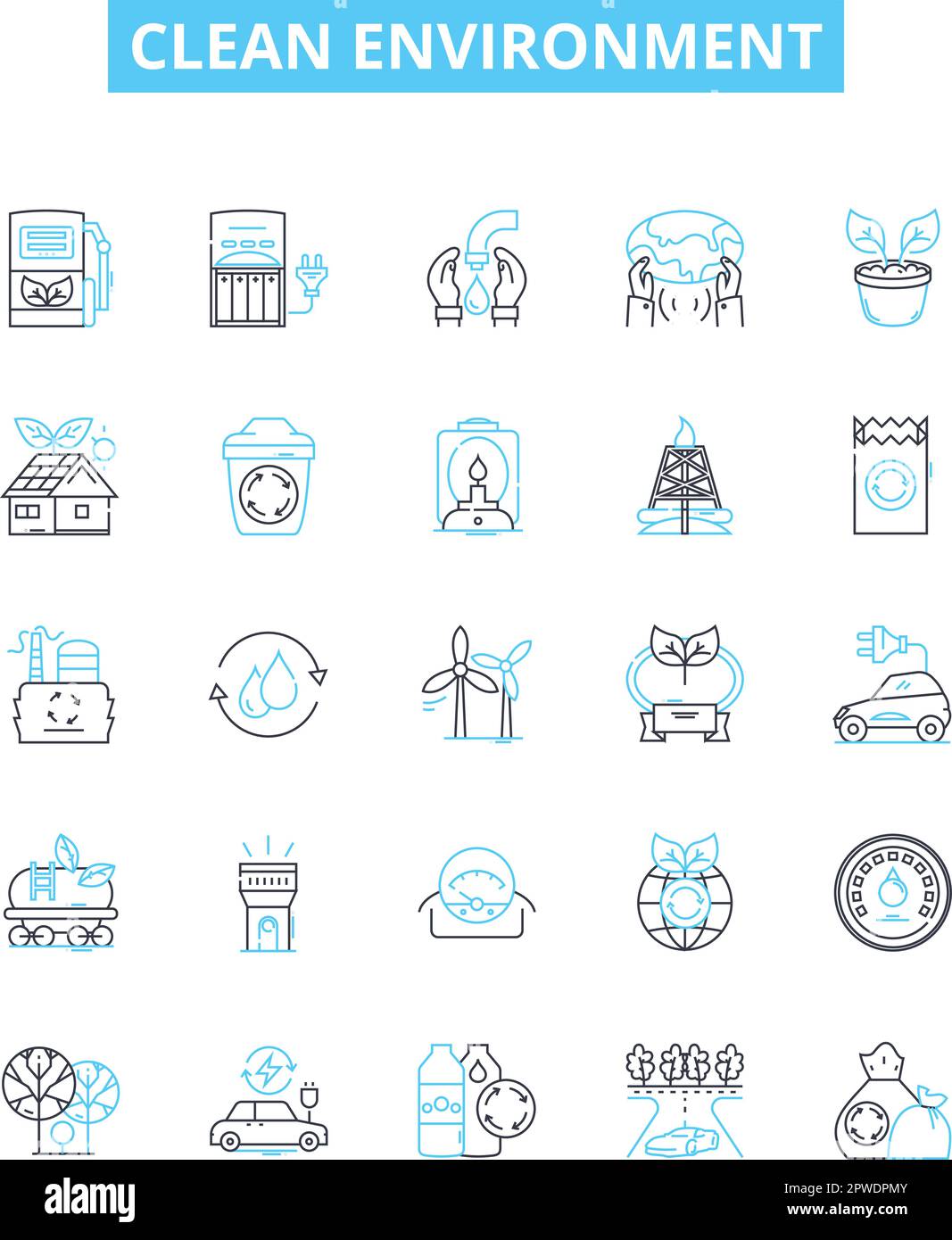 Clean environment vector line icons set. Environment, Cleanliness ...