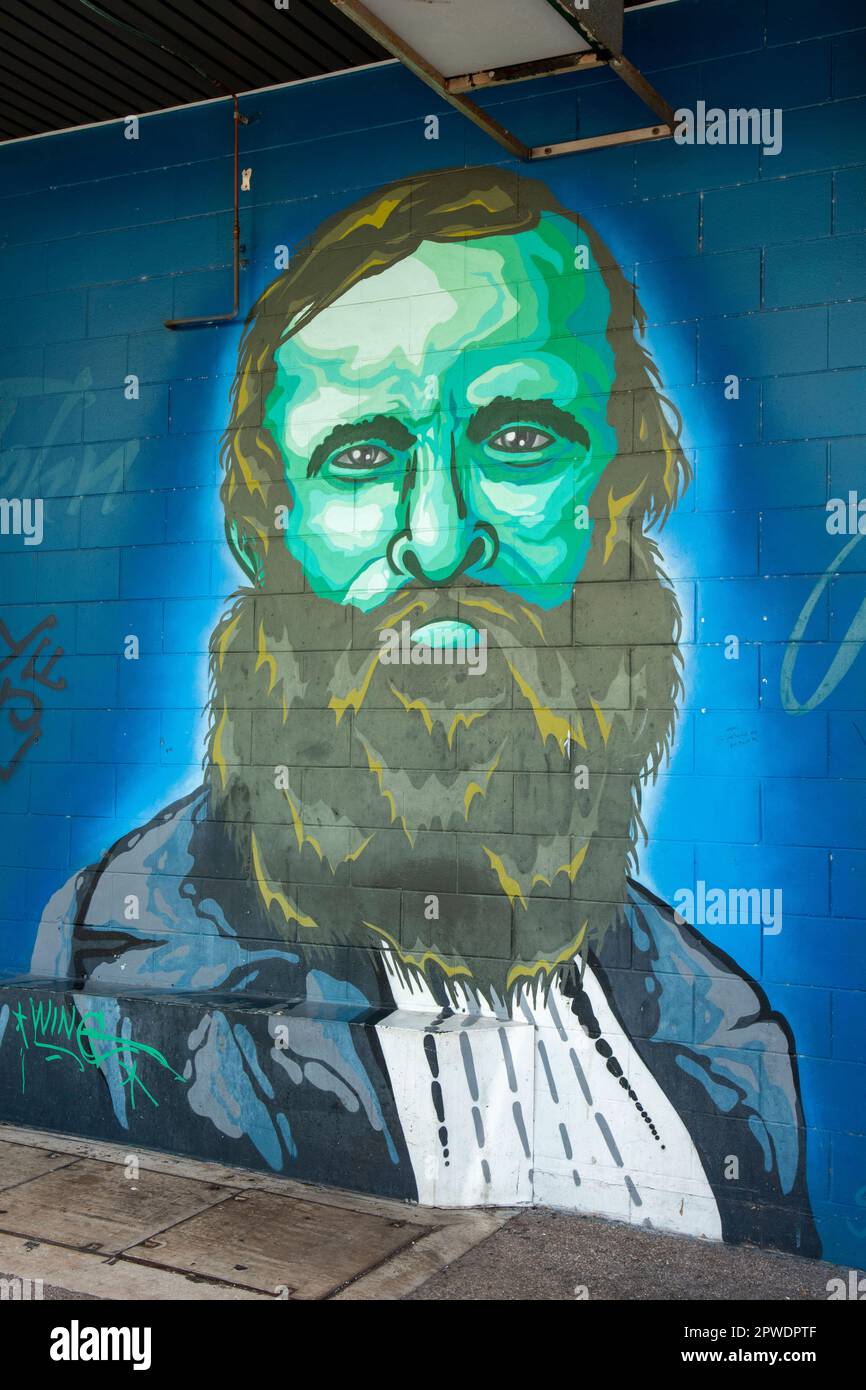 Bearded Man Street Art by Ryan Medlicott, Darwin, NT, Australia Stock ...