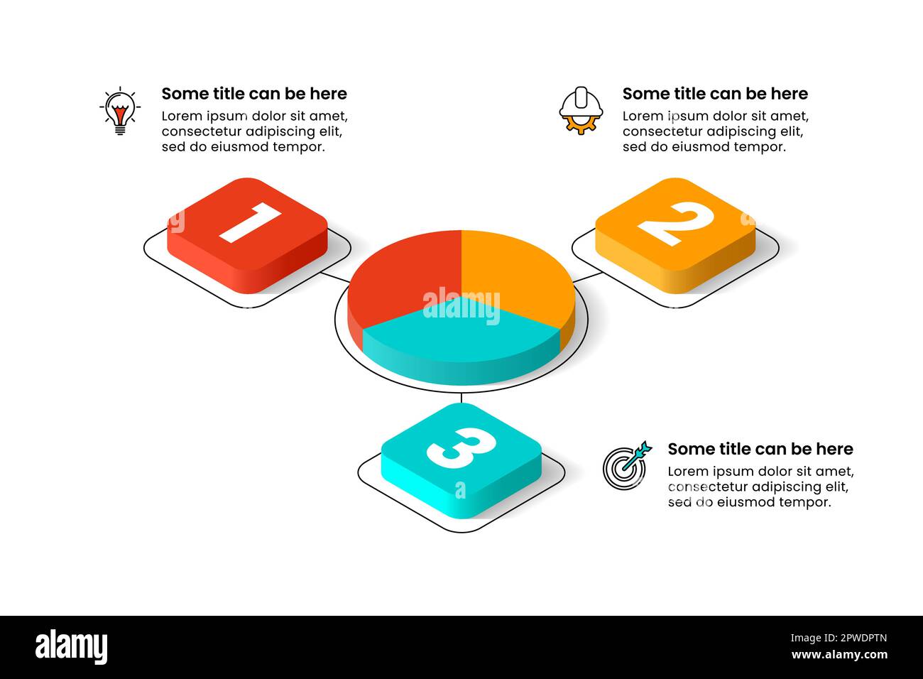 Infographic template with icons and 3 options or steps. Isometric pie. Can be used for workflow ...